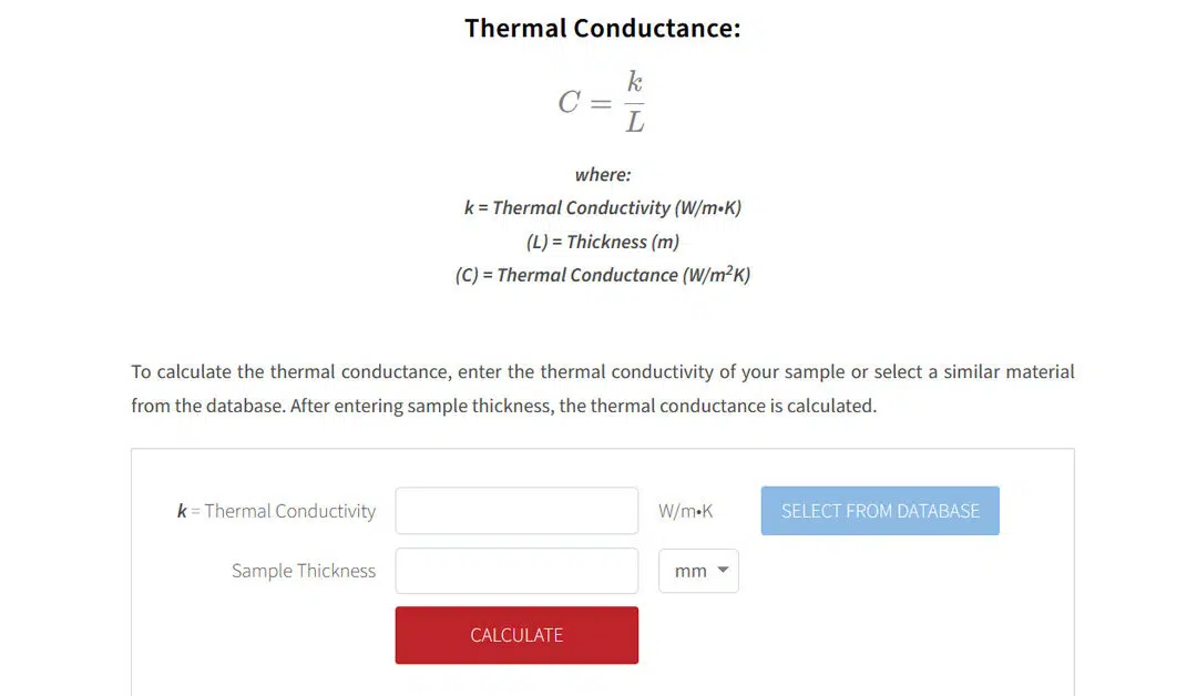 Heat Transfer Conduction Calculator | Thermtest Inc.